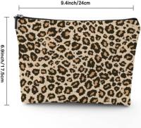 China Leopard Print Canvas Makeup Bag 7.8x2.3x5.9 inch Large Capacity Toiletry Pouch for sale
