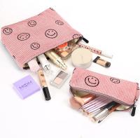 China Shockproof Soft Cosmetic Bag for Women Travel Pink Small Makeup Brush Pouch 10x8 inch for sale