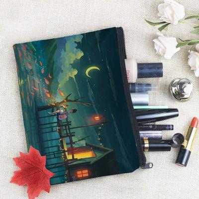 China Green Waterproof Nylon Cosmetic Bag 9.05x6.7 Inch Travel Makeup Organizer Pouch for sale