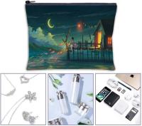 China Green Waterproof Nylon Cosmetic Bag 9.05x6.7 Inch Travel Makeup Organizer Pouch for sale