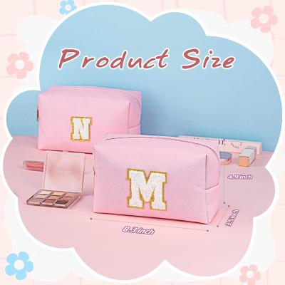 China Personalized PU Leather Cosmetic Bag 8.3x3.5x4.9in Waterproof Travel Toiletry Case for Women for sale