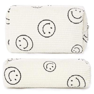 China Corduroy Makeup Pouch Travel Toiletry Bag 7x4 Inches Waterproof Cosmetic Storage for sale