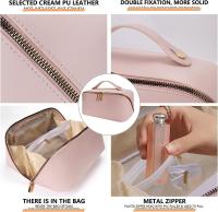 China PU Leather Large Capacity Travel Makeup Bag 10x5x4.5 Inches Waterproof Durable for sale