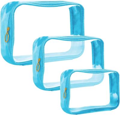 China Clear TPU Toiletry Bag 9x6x2 Inches Waterproof Travel Cosmetic Case TSA Approved for sale