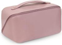 China Shockproof Leather Double Layer Makeup Bag Clear Cosmetic Bag With Zipper for sale