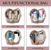 China Shockproof Leather Double Layer Makeup Bag Clear Cosmetic Bag With Zipper for sale