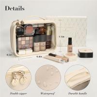 China Large Leather Double Layer Clear Cosmetic Bag Shockproof With Zipper for sale