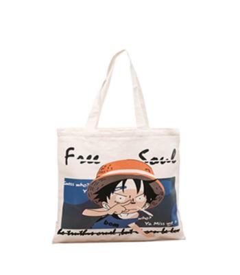 China Cartoon Pattern Folding Canvas Tote Bag Lightweight Eco Friendly for sale