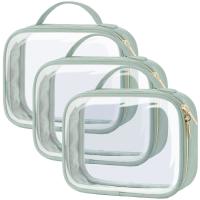 China Shockproof And Durable Clear Green Cosmetic Bags With Handle for sale