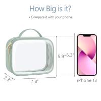 China Shockproof And Durable Clear Green Cosmetic Bags With Handle for sale