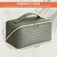 China Shockproof Soft PU Leather Waterproof Cosmetic Bag With Handle Travelling for sale