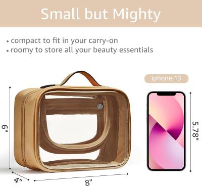 China Lightweight Waterproof 2 Layer Travel Toiletry Bag Clear Makeup Bag With Zipper for sale