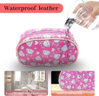 China Waterproof PU Leather Cosmetic Bag 7.08x2.55x4.13 Inch Travel Makeup Organizer for Teen Girls for sale