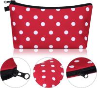China Waterproof Polyester Dot Toiletry Bag 8.7x5.3 Inches Lightweight Travel Cosmetic Pouch for Women for sale