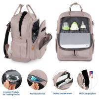 China Waterproof Mommy Diaper Bag with USB Port Insulated Bottle Pockets Comfort Shoulder Strap 25L for sale