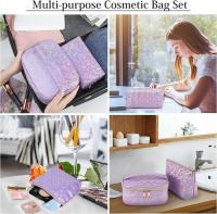 China PU Leather Soft Cosmetic Bag Waterproof Pouch Portable Makeup Travel Bag 6.69x2.76x6.1in for sale