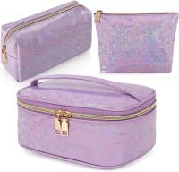 China PU Leather Soft Cosmetic Bag Waterproof Pouch Portable Makeup Travel Bag 6.69x2.76x6.1in for sale