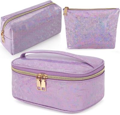 China PU Leather Soft Cosmetic Bag Waterproof Pouch Portable Makeup Travel Bag 6.69x2.76x6.1in for sale