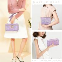 China PU Leather Soft Cosmetic Bag Waterproof Pouch Portable Makeup Travel Bag 6.69x2.76x6.1in for sale