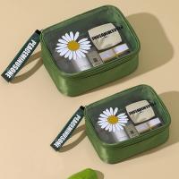 China Daisy Transparent PVC Waterproof Travel Makeup Bag 11x4.3x7.9in Green for Women Men for sale