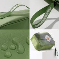 China Daisy Transparent PVC Waterproof Travel Makeup Bag 11x4.3x7.9in Green for Women Men for sale