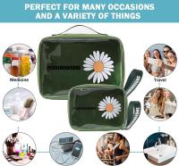 China Daisy Transparent PVC Waterproof Travel Makeup Bag 11x4.3x7.9in Green for Women Men for sale