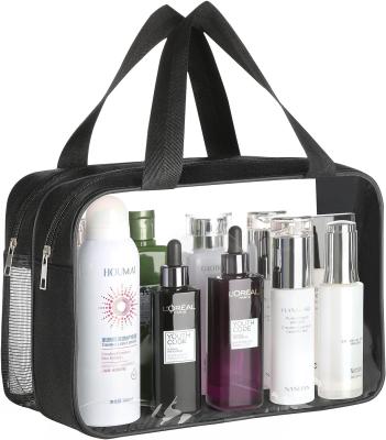 China PVC Large Waterproof Transparent Travel Toiletry Bag 12x5.9x7.8 Inches Clear Cosmetic Case for sale