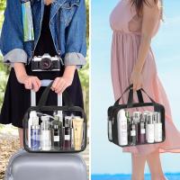 China PVC Large Waterproof Transparent Travel Toiletry Bag 12x5.9x7.8 Inches Clear Cosmetic Case for sale