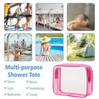 China TSA Approved Clear PVC Toiletry Bag 7.5x5.9x2.2 Inches Waterproof Pink Cosmetic Case for sale