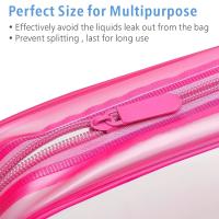 China TSA Approved Clear PVC Toiletry Bag 7.5x5.9x2.2 Inches Waterproof Pink Cosmetic Case for sale