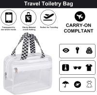 China Clear PVC Travel Toiletry Bag Large Cosmetic Organizer Zipper Pouch 9.8x3.55x7 Inch for sale