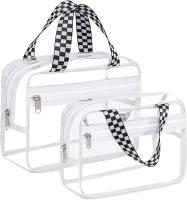 China Clear PVC Travel Toiletry Bag Large Cosmetic Organizer Zipper Pouch 9.8x3.55x7 Inch for sale