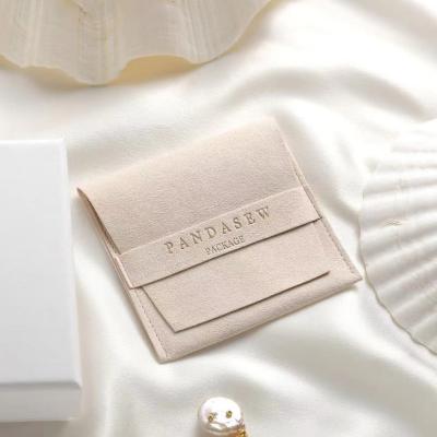 China Peach Velvet Jewelry Storage Bag Soft Exquisite Workmanship 20x15cm Coin Logo Custom for sale