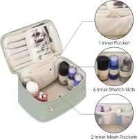 China Eco Vegan Leather Travel Makeup Organizer Cosmetic Brush Case 9.4x5.5x5.5 Inch for sale