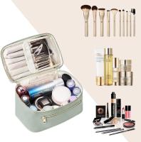 China Eco Vegan Leather Travel Makeup Organizer Cosmetic Brush Case 9.4x5.5x5.5 Inch for sale