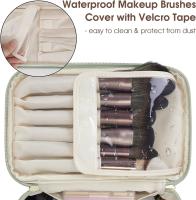 China Eco Vegan Leather Travel Makeup Organizer Cosmetic Brush Case 9.4x5.5x5.5 Inch for sale