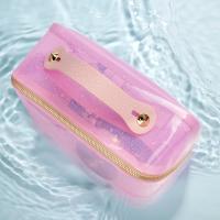 China Waterproof PU Cosmetic Bag 9.44x4.72x4.72 Inch Clear PVC Travel Pouch with Handle for sale