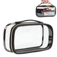China Small Transparent PVC Travel Cosmetic Bag 9x5.1x2.8 Inch Shockproof Zipper Organizer for sale