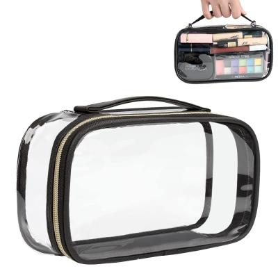 China Small Transparent PVC Travel Cosmetic Bag 9x5.1x2.8 Inch Shockproof Zipper Organizer for sale