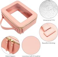 China Travel Toiletry Cosmetic Bag Case for Women Vegan Leather Makeup Pouch 9.84x7.87x3.15 Inch for sale