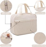 China Shockproof Large Makeup Organizer Toiletry Bag 9.8x3.55x7 Inch Corduroy Zipper Pouch for Women for sale