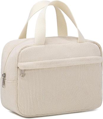 China Shockproof Large Makeup Organizer Toiletry Bag 9.8x3.55x7 Inch Corduroy Zipper Pouch for Women for sale
