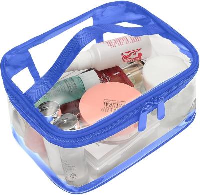 China Custom Clear PVC Makeup Bag Waterproof Travel Toiletry Pouch 10x8x4.5 Inch for sale