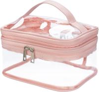 China Double Layer Clear PVC Cosmetic Bag Waterproof Travel Toiletry Bag 9x6.7x4.7 Inch for sale
