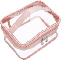 China Double Layer Clear PVC Cosmetic Bag Waterproof Travel Toiletry Bag 9x6.7x4.7 Inch for sale