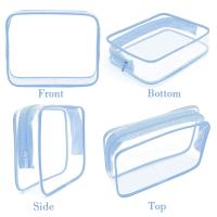 China Clear PVC Cosmetic Makeup Bags Set 6 Pack 3 Sizes with Zipper Handle Portable Travel Toiletry for sale