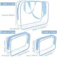 China Clear PVC Cosmetic Makeup Bags Set 6 Pack 3 Sizes with Zipper Handle Portable Travel Toiletry for sale
