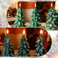 China Flameless Christmas Tree Candles Real Wax LED Taper 3 Pack Green 5.9 Inch for sale