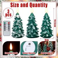 China Flameless Christmas Tree Candles Real Wax LED Taper 3 Pack Green 5.9 Inch for sale
