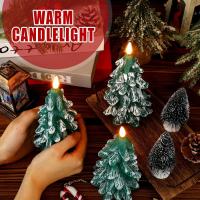 China Flameless Christmas Tree Candles Real Wax LED Taper 3 Pack Green 5.9 Inch for sale